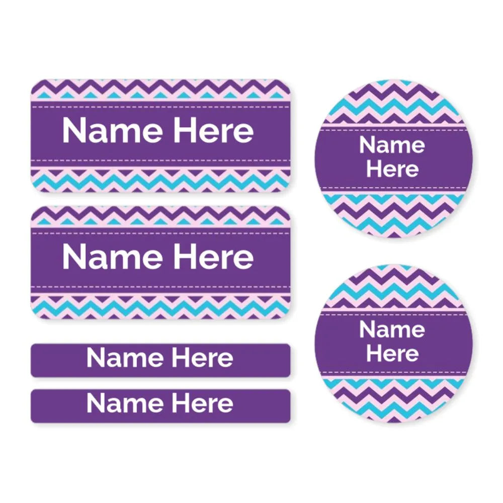Chevron Mixed Name Label Pack – Dinkleboo AU