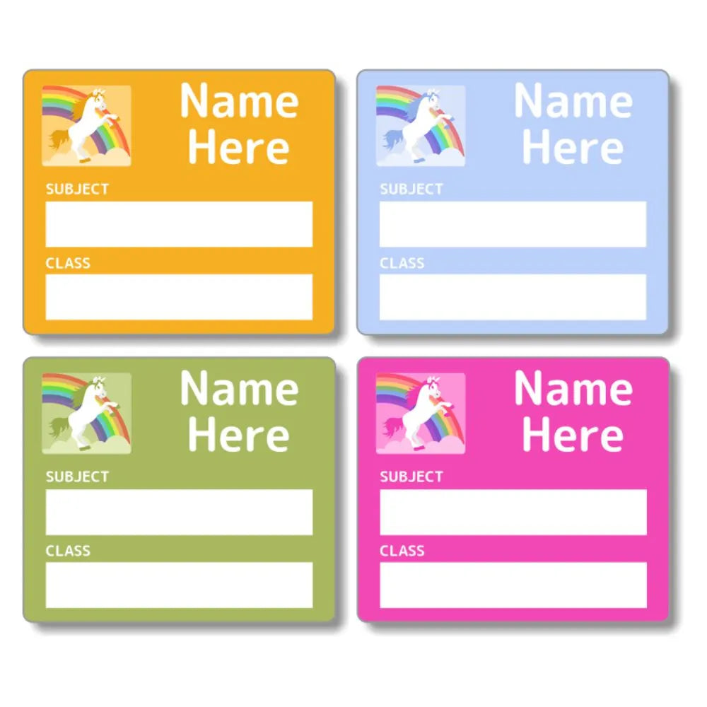 Rainbow Unicorn School Book Labels – Dinkleboo AU