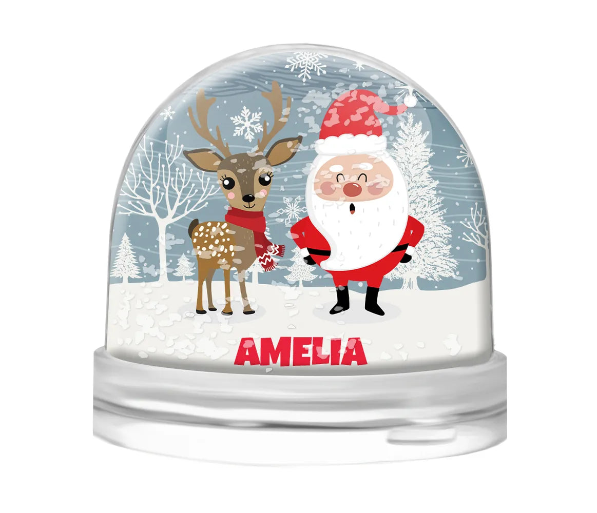 Santa & Reindeer Snow Globe – Dinkleboo AU