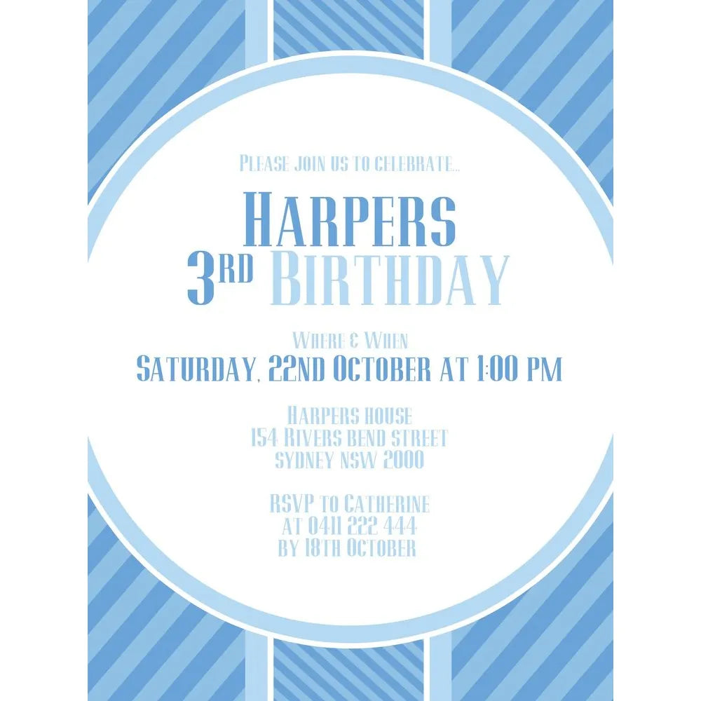 Blue Party Invitations – Dinkleboo AU