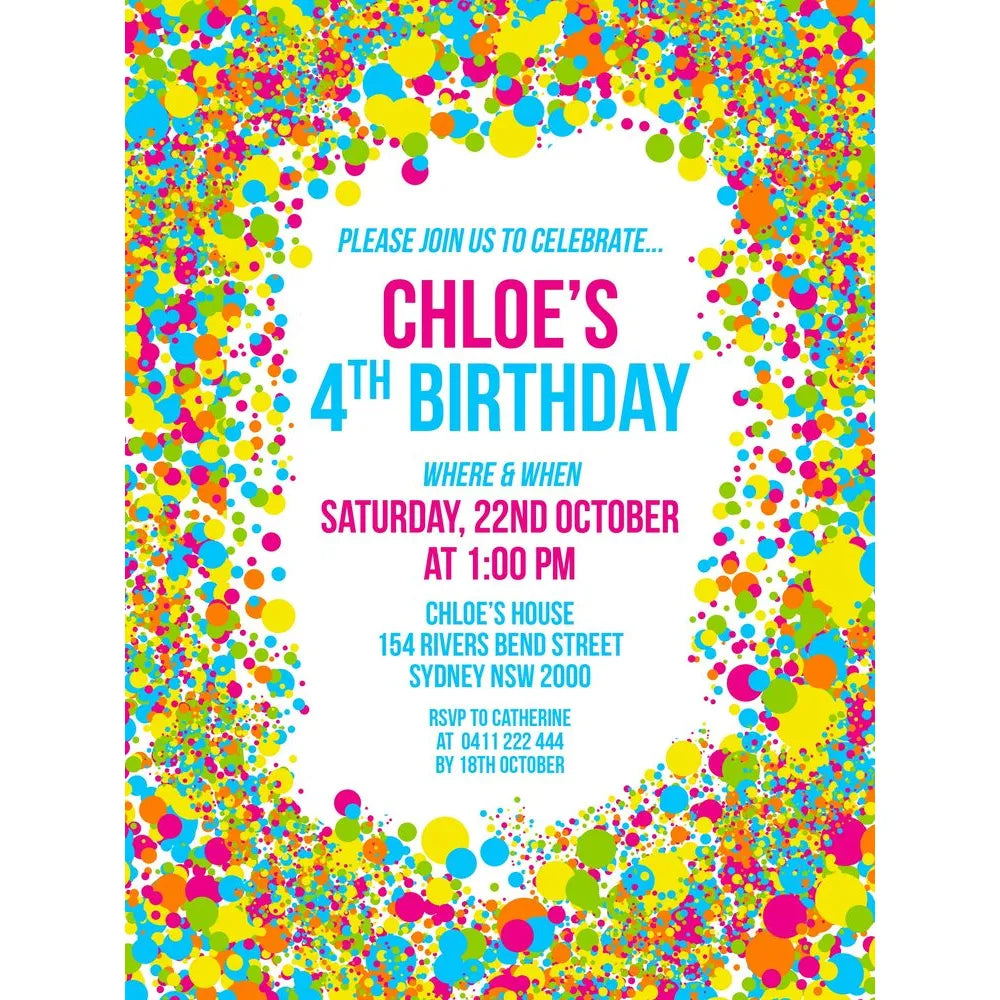 Confetti Party Invitations – Dinkleboo AU