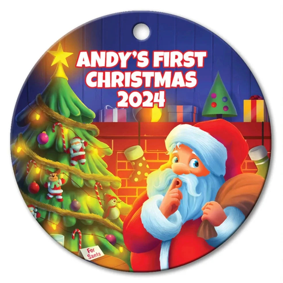 First Christmas Round Porcelain Ornament – Dinkleboo AU