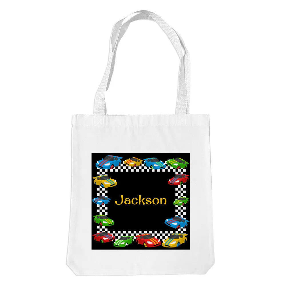 Race Cars White Tote Bag – Dinkleboo AU