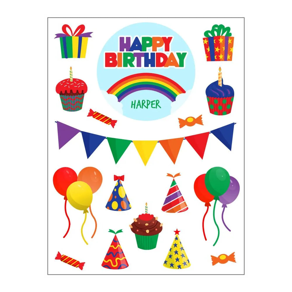 Rainbow Birthday Stickers – Dinkleboo AU