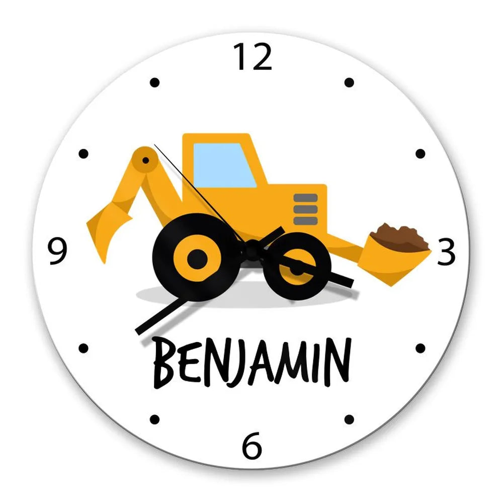 Yellow Digger Glass Wall Clock – Dinkleboo AU