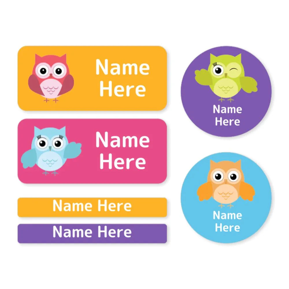 Owls Mixed Name Label Pack – Dinkleboo AU