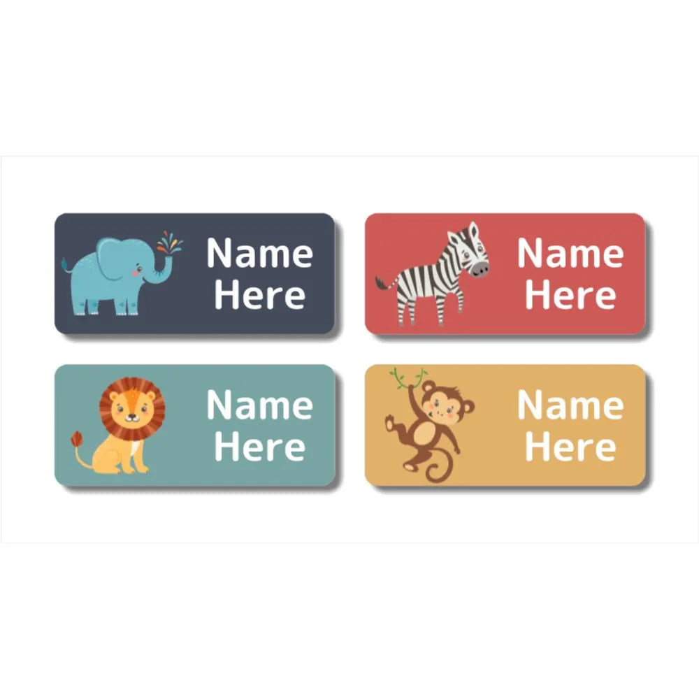 Personalised Zoo Animals Rectangle Name Label – Dinkleboo AU
