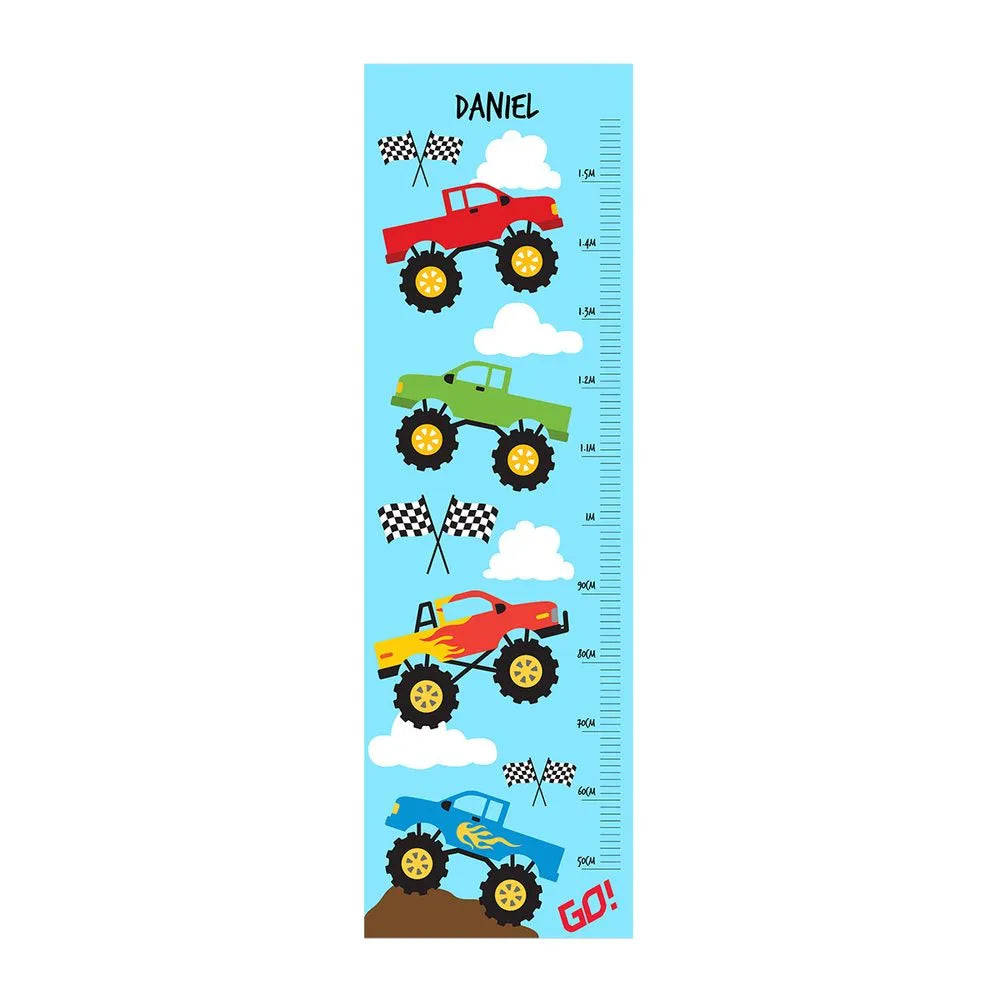 Personalised Monster Truck Height Chart for Kids – Dinkleboo AU