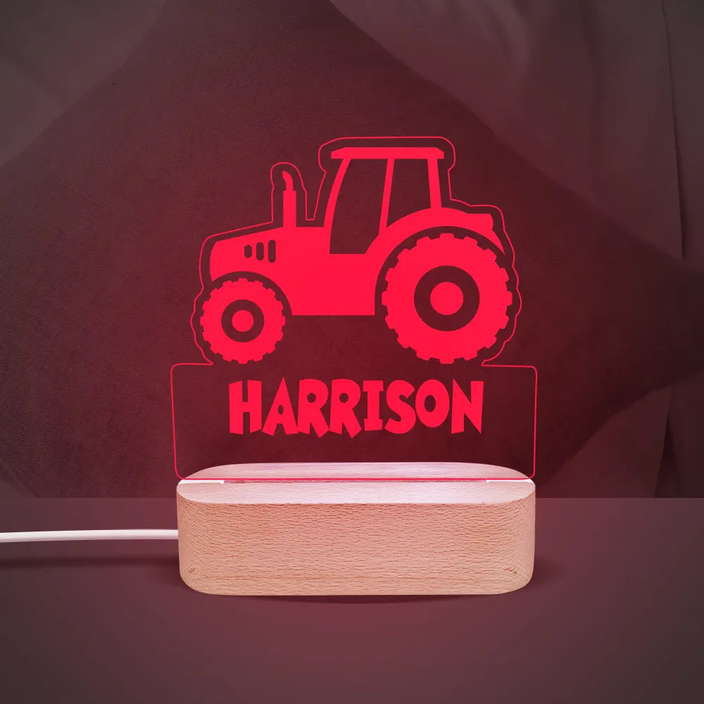 Personalised Tractor Night Light – Dinkleboo AU