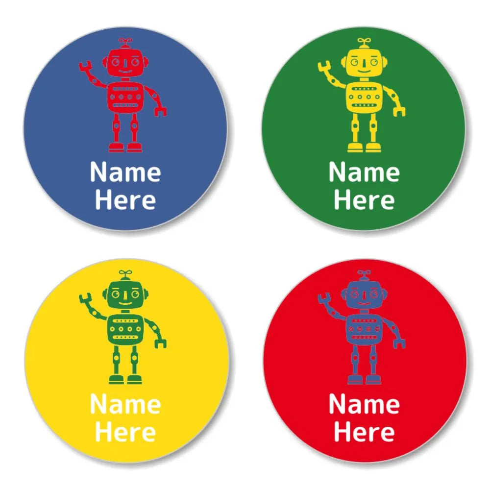Robot Round Name Labels – Dinkleboo AU